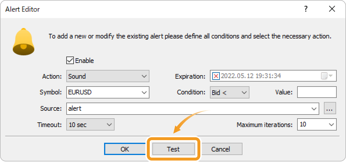 Set sound alerts | MetaTrader4/5 user guide | Myforex™