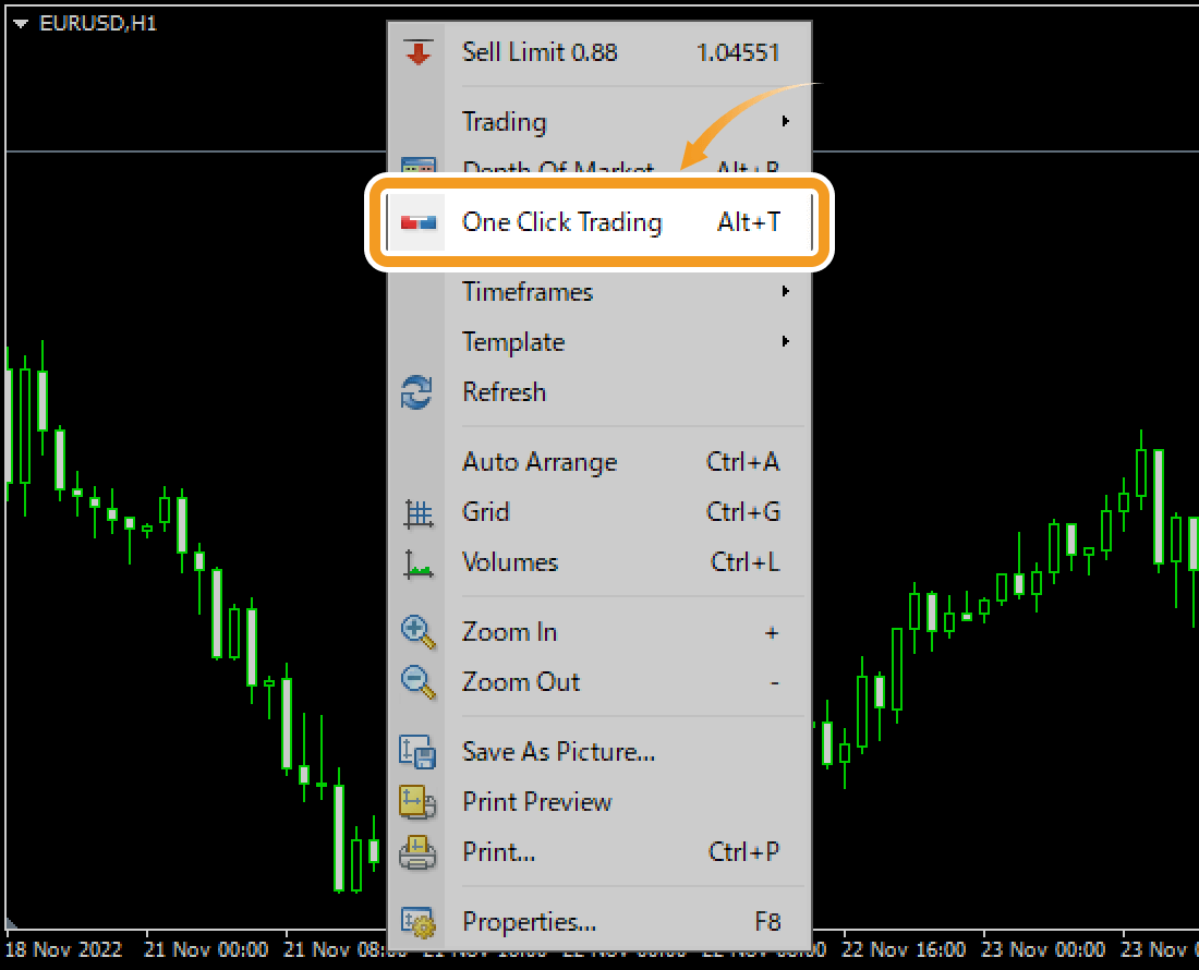 Place One Click Limitstop Order Metatrader45 User Guide Myforex™