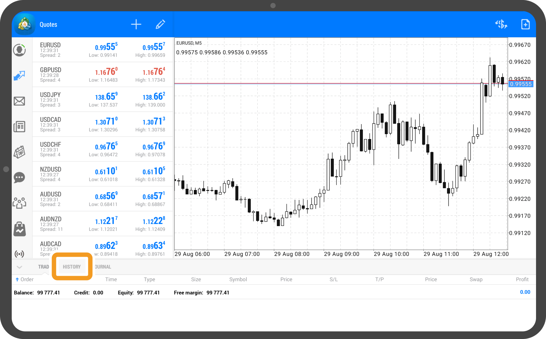 Check trade history | MetaTrader4/5 user guide | Myforex™