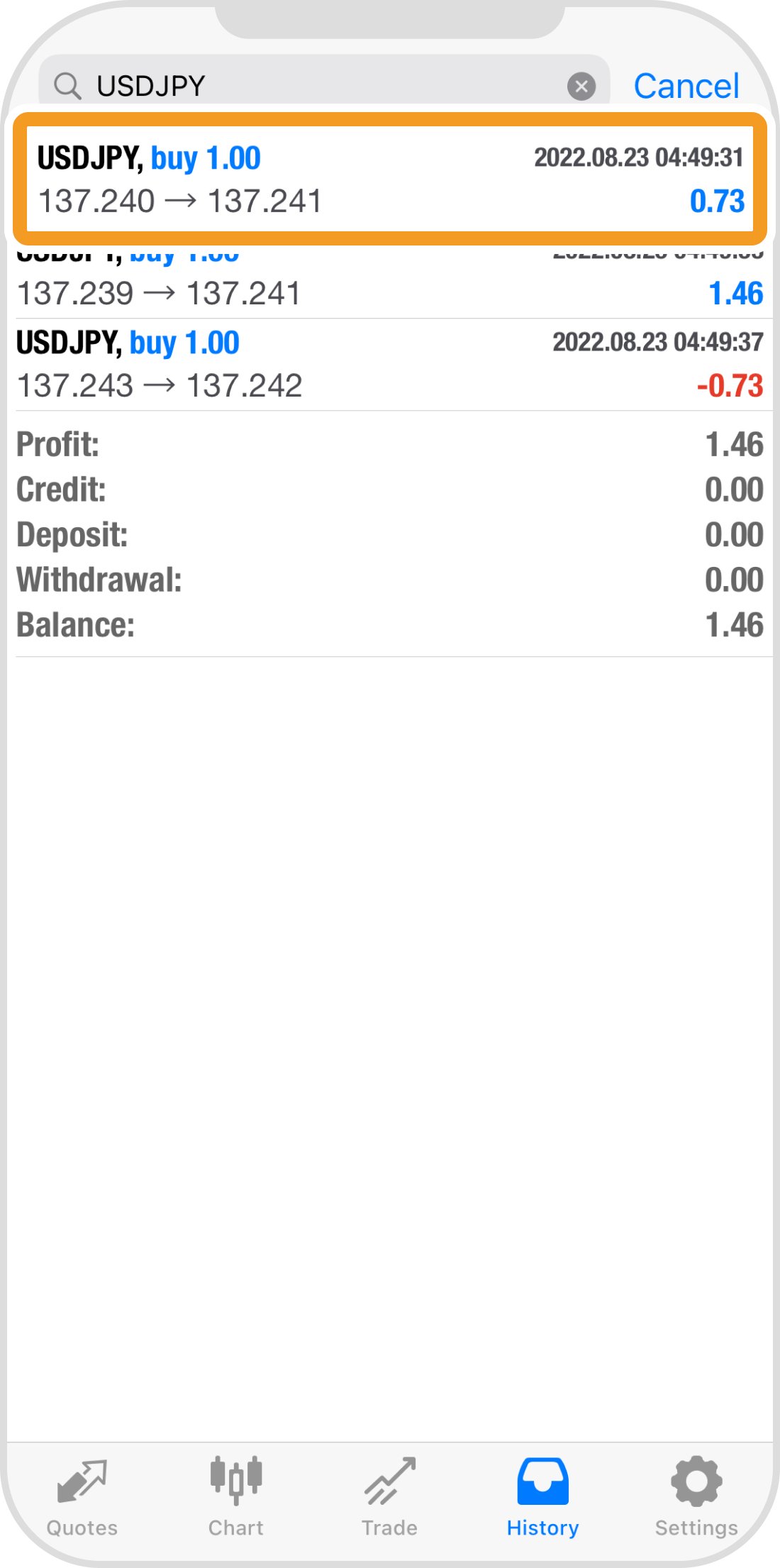 Check trade history | MetaTrader4/5 user guide | Myforex™