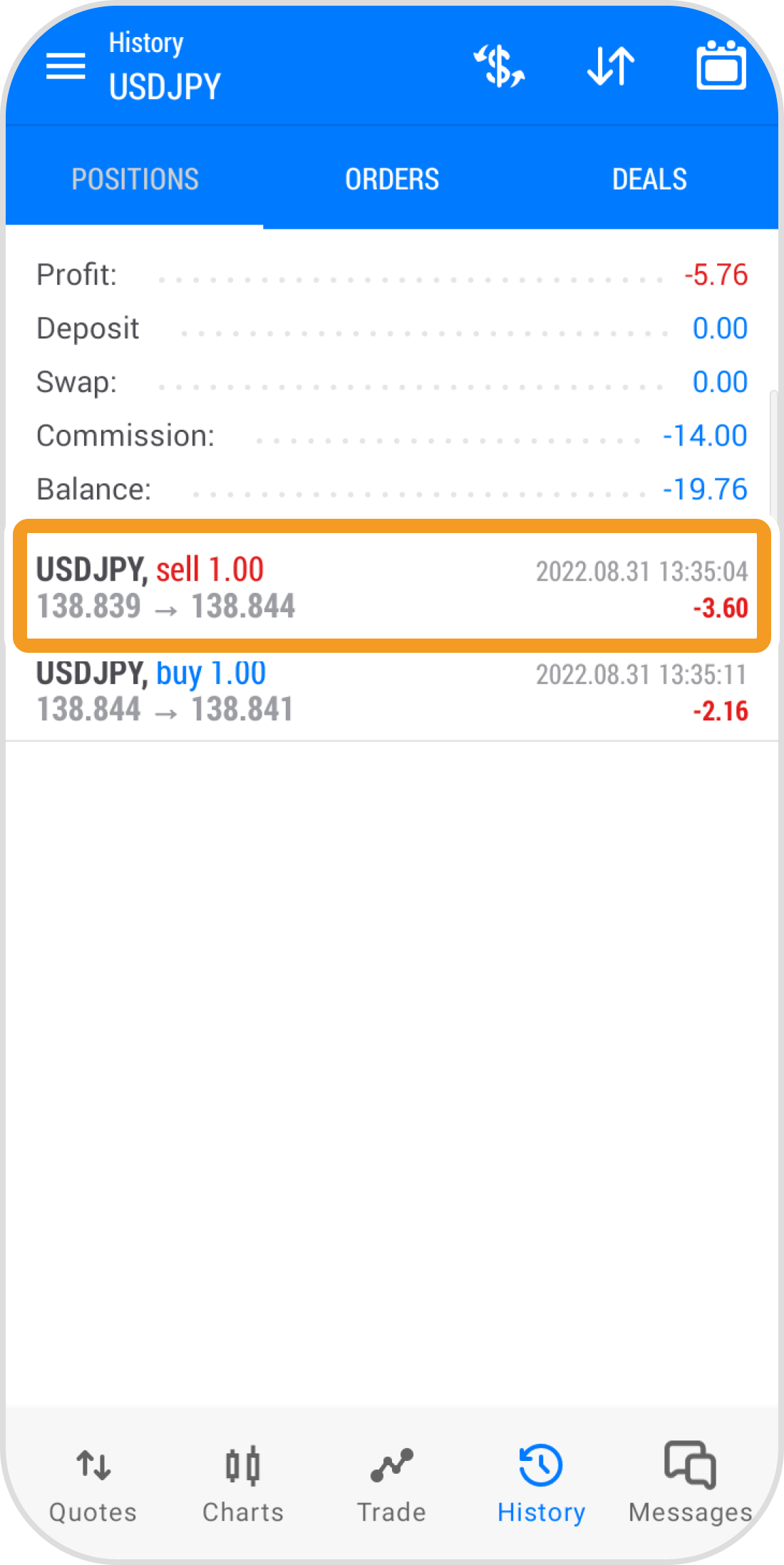 Check trade history | MetaTrader4/5 user guide | Myforex™