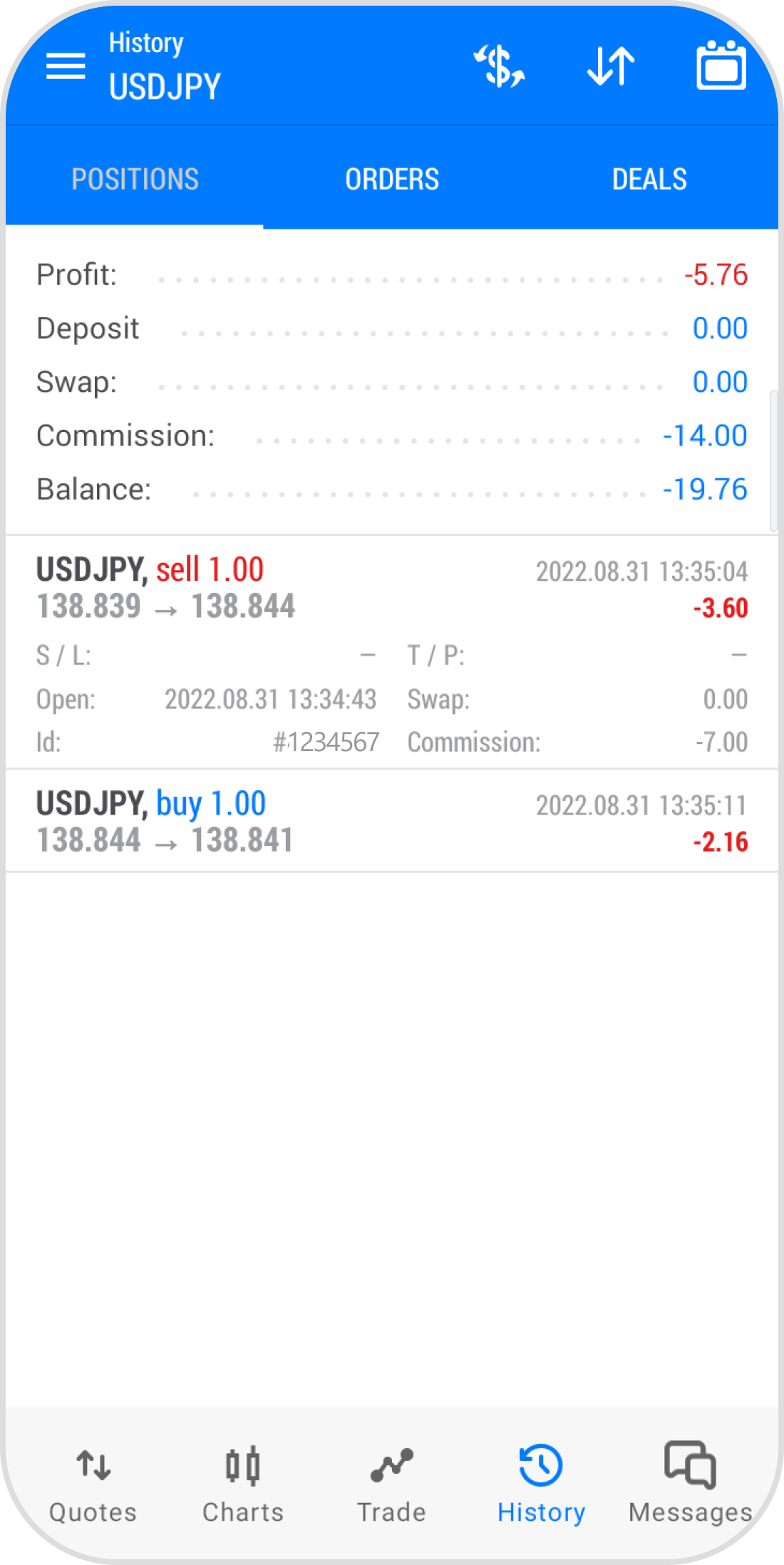 Check trade history | MetaTrader4/5 user guide | Myforex™